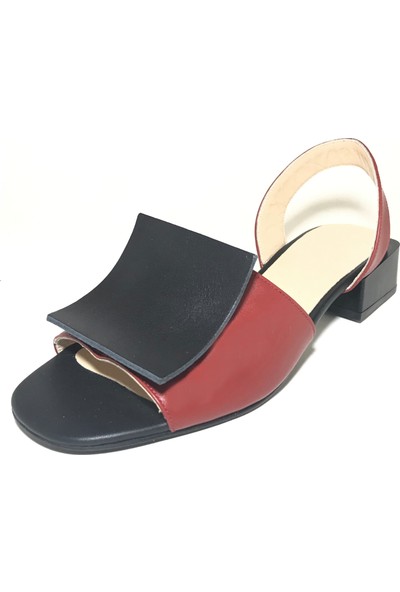 İzland Shoes Kadın Kırmızı Siyah Kare Fiyonklu Şık Sandalet İzland Shoes Kadın Kırmızı Siyah Kare Fiyonklu Şık Sandalet
