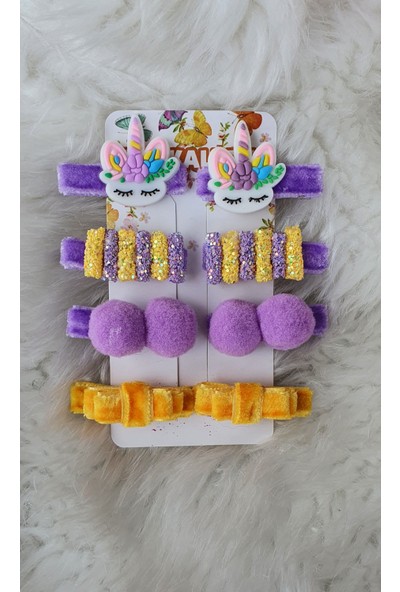 8'li Çocuk Saç Toka Seti, Çocuk Tokası, Çocuk Toka, Bebek Tokası, Fiyonk Toka, Ponpon Toka Saç Toka