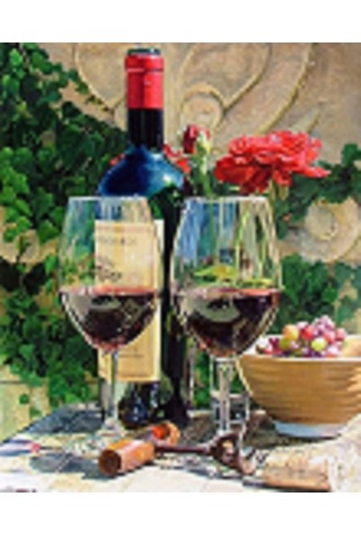 Lilyhobbyland Sayılarla Boyama Hobi Seti (Çerçeveli-Büyük Boy-Boya Fırça Hediye ) 70X90 Cm: Iki Kadeh