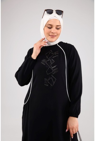 Nesafet Büyük Beden Biyeli Taşlı Ikili Kadın Tesettür Takım Nesafet Büyük Beden Biyeli Taşlı Ikili Kadın Tesettür Takım