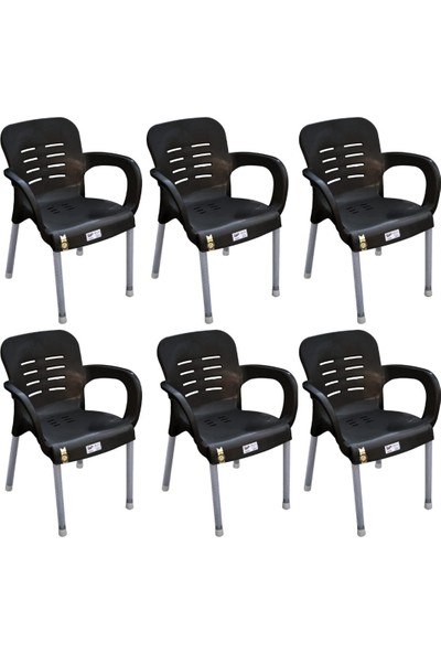 Metal Ayak Siyah Koltuk 6 Adet
