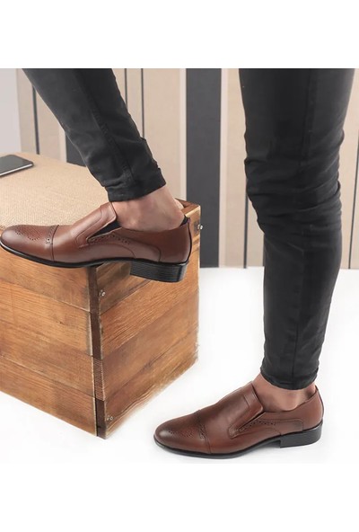 Shoecide Erkek Taba Hakiki Deri Klasik Ayakkabı