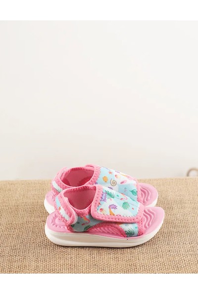 Shoecide Kız Çocuk Pembe Cilt Cırtlı Sandalet