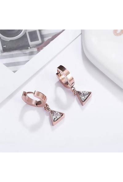 Kadın Zirkon Taşlı Çelik Küpe