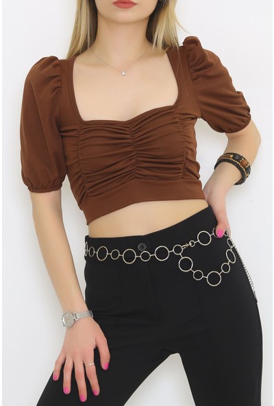 Ön Büzgülü Bluz Kahve - 2652.1595.