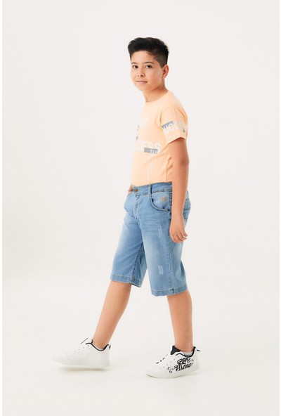 FullaModa Belden Ayarlamalı Çocuk Kot Şort