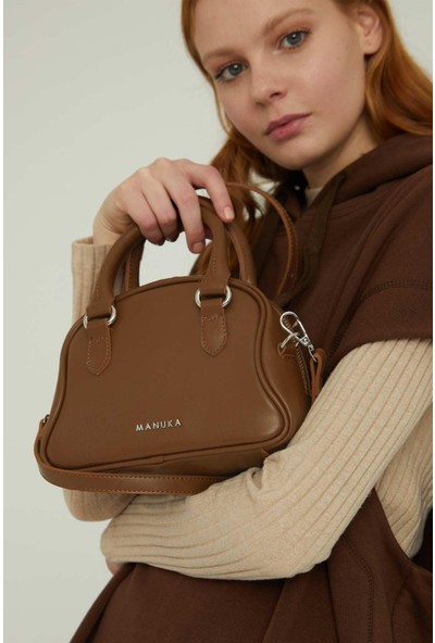 Manuka Çift Fermuarlı Çanta Taba