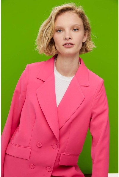 Manuka Kruvaze Krep Ceket Pembe Manuka Kruvaze Krep Ceket Pembe