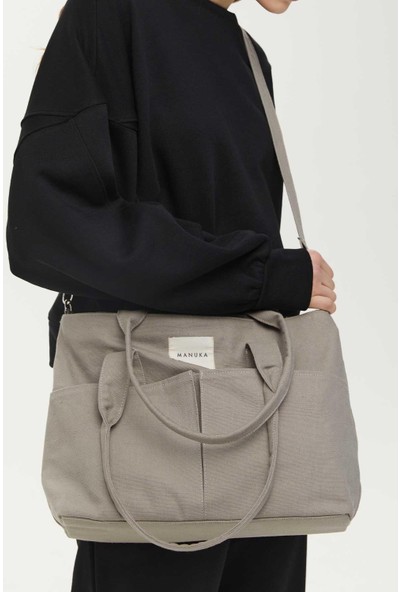 Manuka Çift Cepli Kanvas Çanta Gri