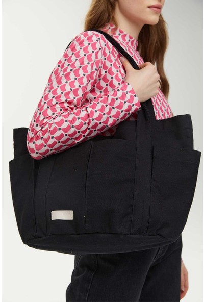 Manuka Çok Cepli Kanvas Çanta Siyah