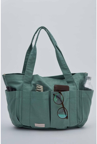 Manuka Çok Cepli Kanvas Çanta Mint