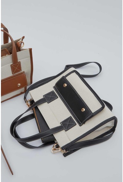 Manuka Kapaklı Kanvas Çanta Siyah