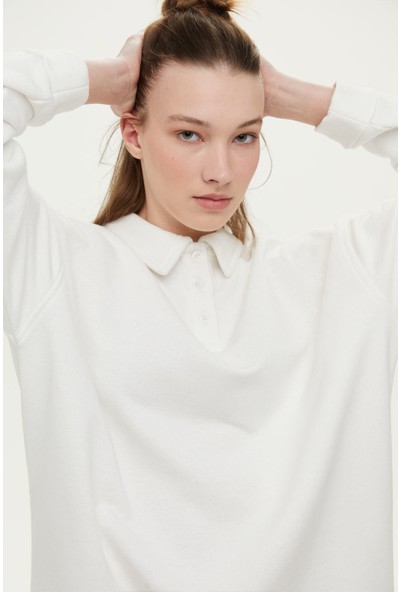 Manuka Polo Yaka Sweatshirt Ekru