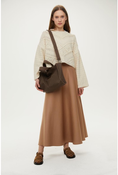 Manuka Puf Scuba Kloş Etek Bej