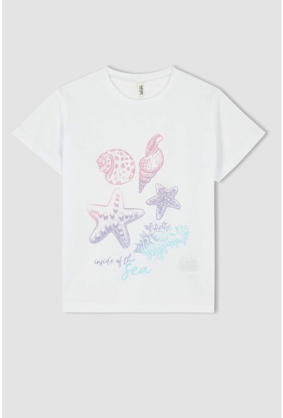DeFacto 	Kız Çocuk Regular Fit Baskılı Kısa Kollu Tişört X5076A622HS