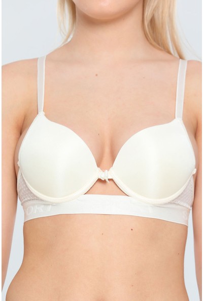 Krem Aysemin Kadın Destekli Balenli Push Up Spor Sütyen