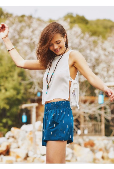 Clandestino Yandan Bağcıklı Kolsuz Bluz Beyaz