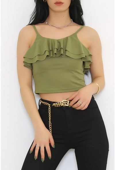 Bns Butik Yaka Fırfırlı Atlet Haki - 9494.148.