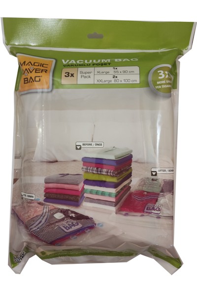 Magic Saver Bag 3’lü Vakumlu Poşet Seti Magic Saver Bag 3’lü Vakumlu Poşet Seti