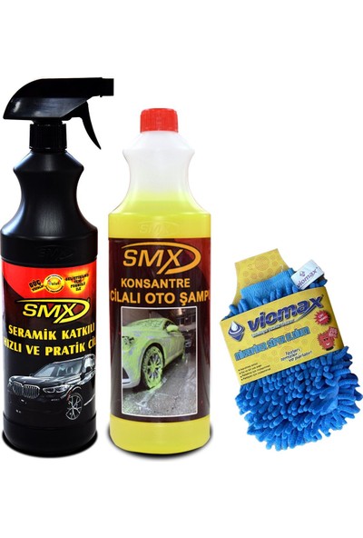 Smx Seramik Katkılı Hızlı ve Pratik Cila - Smx %40 Cilalı Oto Şampuanı - Mikrofiber Pelüş Oto Yıkama Eldiveni Smx Seramik Katkılı Hızlı ve Pratik Cila - Smx %40 Cilalı Oto Şampuanı - Mikrofiber Pelüş Oto Yıkama Eldiveni