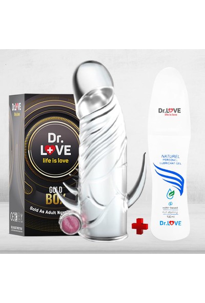 Drlove Tırtıklı Titreşimli Silikon Penis Kılıfı Uzatmalı Prezervatif + Drlove Kayganlaştırıcı
