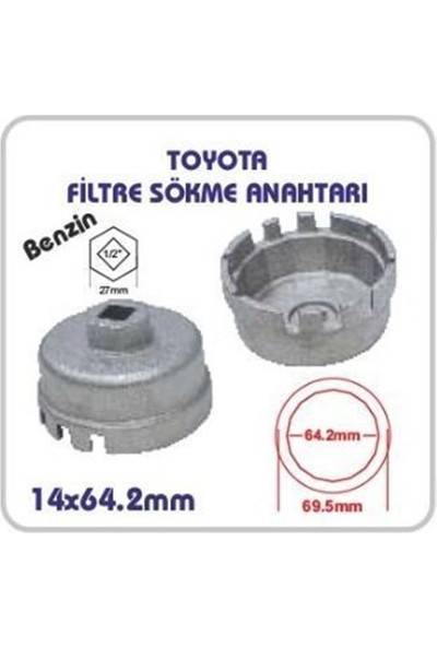 Hırdavat Garajı Toyota Yağ Filtre Sökme Anahtarı Benzinli 64.2 mm 14 Köşe Hırdavat Garajı Toyota Yağ Filtre Sökme Anahtarı Benzinli 64.2 mm 14 Köşe