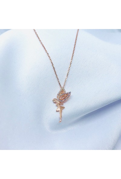 Gökdeniz 925 Zirkon Taşlı Melek Gümüş Kolye