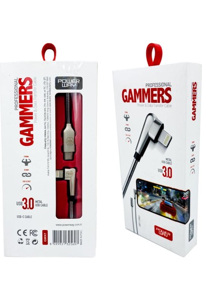 Myglobal 3A (Type-C To Iphone) Metal Gamer Hızlı Şarj Kablosu Powerway Gmx7 Myglobal 3A (Type-C To Iphone) Metal Gamer Hızlı Şarj Kablosu Powerway Gmx7