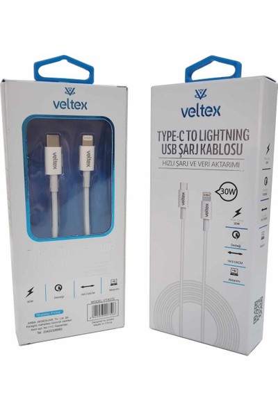 Myglobal Pd 30W Type-C To Lighting USB Şarj Kablosu Veltex VTX072 Myglobal Pd 30W Type-C To Lighting USB Şarj Kablosu Veltex VTX072