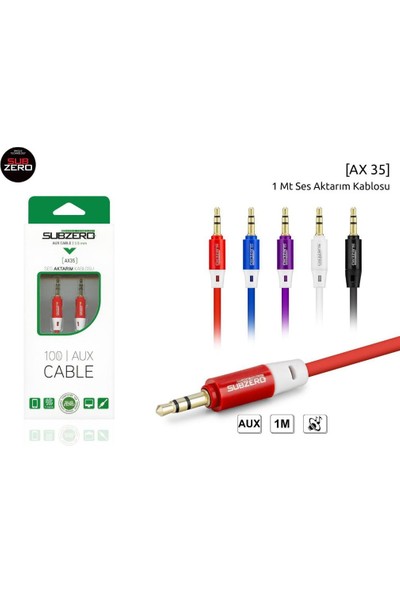 Myglobal 1 Metre Aux (Renkli) Ses Aktarma Kablosu Subzero AX35 Myglobal 1 Metre Aux (Renkli) Ses Aktarma Kablosu Subzero AX35