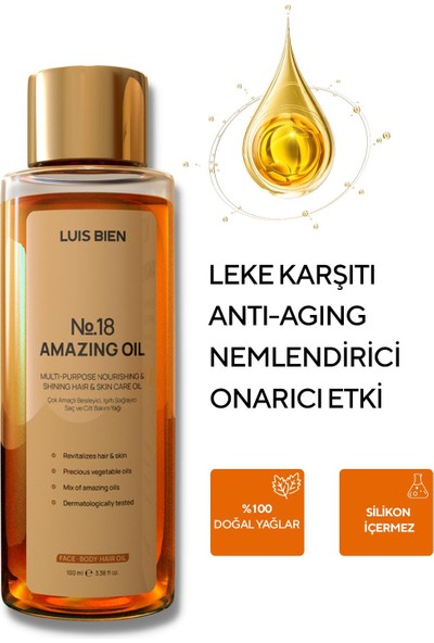 Luis Bien No:18 Işıltı Etkili Cok Amaçlı Bakım ve Onarım Yağı 100 ml