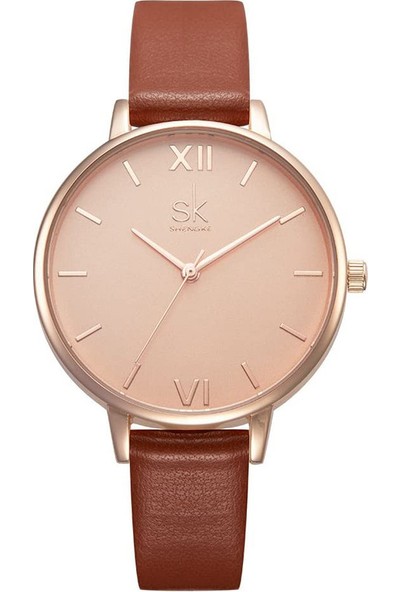 Shengke Kuvars Kadın Saatleri Kutusu - Kahverengi 38 x 7 mm. (Yurt Dışından)