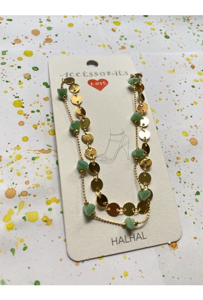 Jh Jewelery Altın ve Su Yeşili Renk Hal Hal