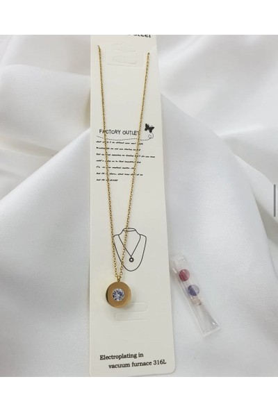 Jh Jewelery Altın Renk Değiştirilebilir Taşlı Çelik Kolye