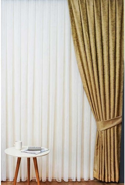 Yuka Truva Hardal Çift Kanat Sık Pileli Fon Perde Yuka Truva Hardal Çift Kanat Sık Pileli Fon Perde