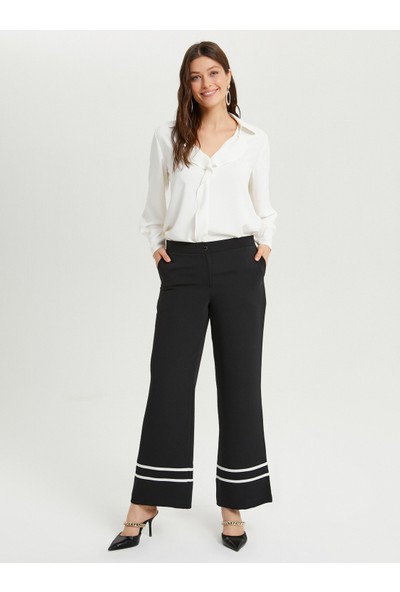 Faik Sönmez Paçası Kontrast Şeritli Straıght Form Pantolon 64404