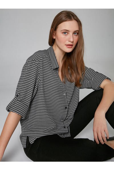 Faik Sönmez Taş Düğme Detaylı Gingham Tunik 64506