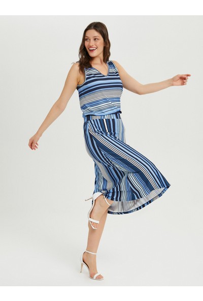 Faik Sönmez Çizgili Örme Etek 64330