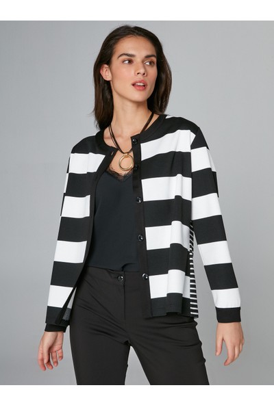 Faik Sönmez Çizgi Oyunlu Hırka 64343