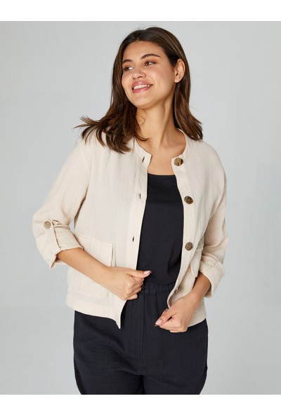 Faik Sönmez Cep Detaylı Müslin Ceket 64189