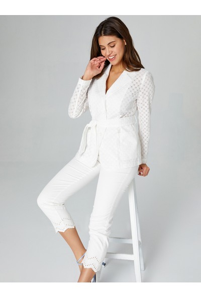 Faik Sönmez Brode Nakışlı Kemerli Ceket 64196