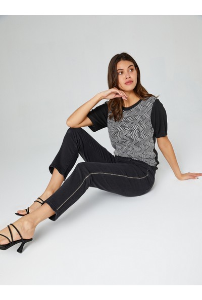 Faik Sönmez Yanları Taş Şeritli Boyfrıend Fit Jean Pantolon 64599