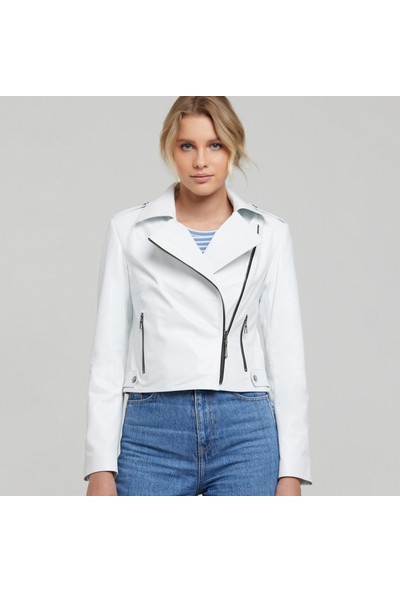 Tergan Beyaz Deri Kadın Mont 320254Q4S