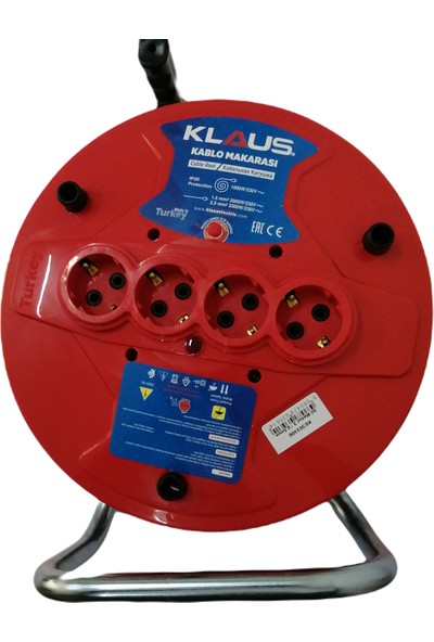 Klaus Kablolu Plastik Makara 4 Prizli 3 x 2.5 40 mt Klaus Kablolu Plastik Makara 4 Prizli 3 x 2.5 40 mt