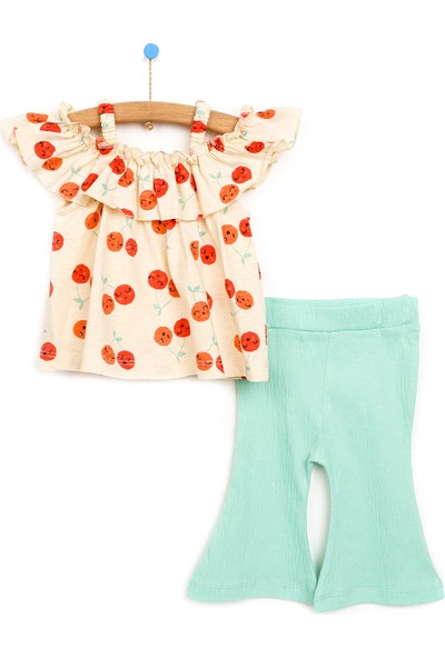 Hello Baby Hello Berry Kız Bebek Askılı Volanlı Bluz - Ispanyol Ğaça Tayt