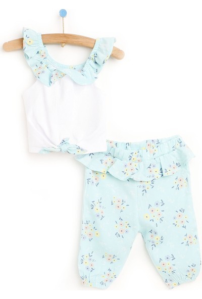 Hello Baby Secret Garden Kız Bebek Fırfırlı Yaka Kolsuz Tshirt - Rahat Kalıp Pantolon Hello Baby Secret Garden Kız Bebek Fırfırlı Yaka Kolsuz Tshirt - Rahat Kalıp Pantolon