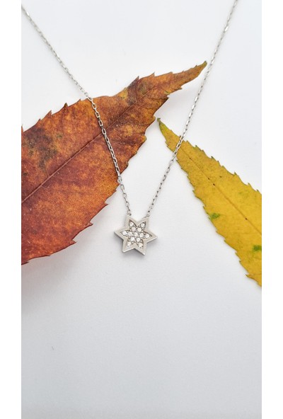 Swelynn Swarovski Taşlı Yıldız Desenli 925 Ayar Gümüş Kadın Kolye