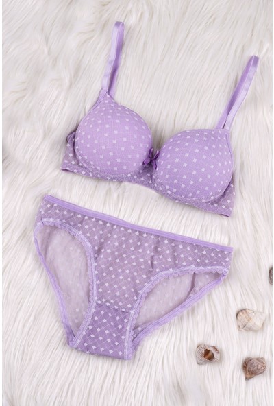 Eminna Kadın Dantel Işlemeli Puantiyeli Sütyen Takımı