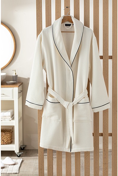 English Home Thin Tek Yüz Pike Şal Yaka Bornoz L- XL Beyaz English Home Thin Tek Yüz Pike Şal Yaka Bornoz L- XL Beyaz