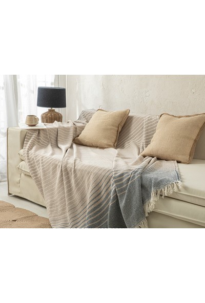 English Home Beatrice Koltuk Örtüsü 170 x 180 cm Bej – Lacivert